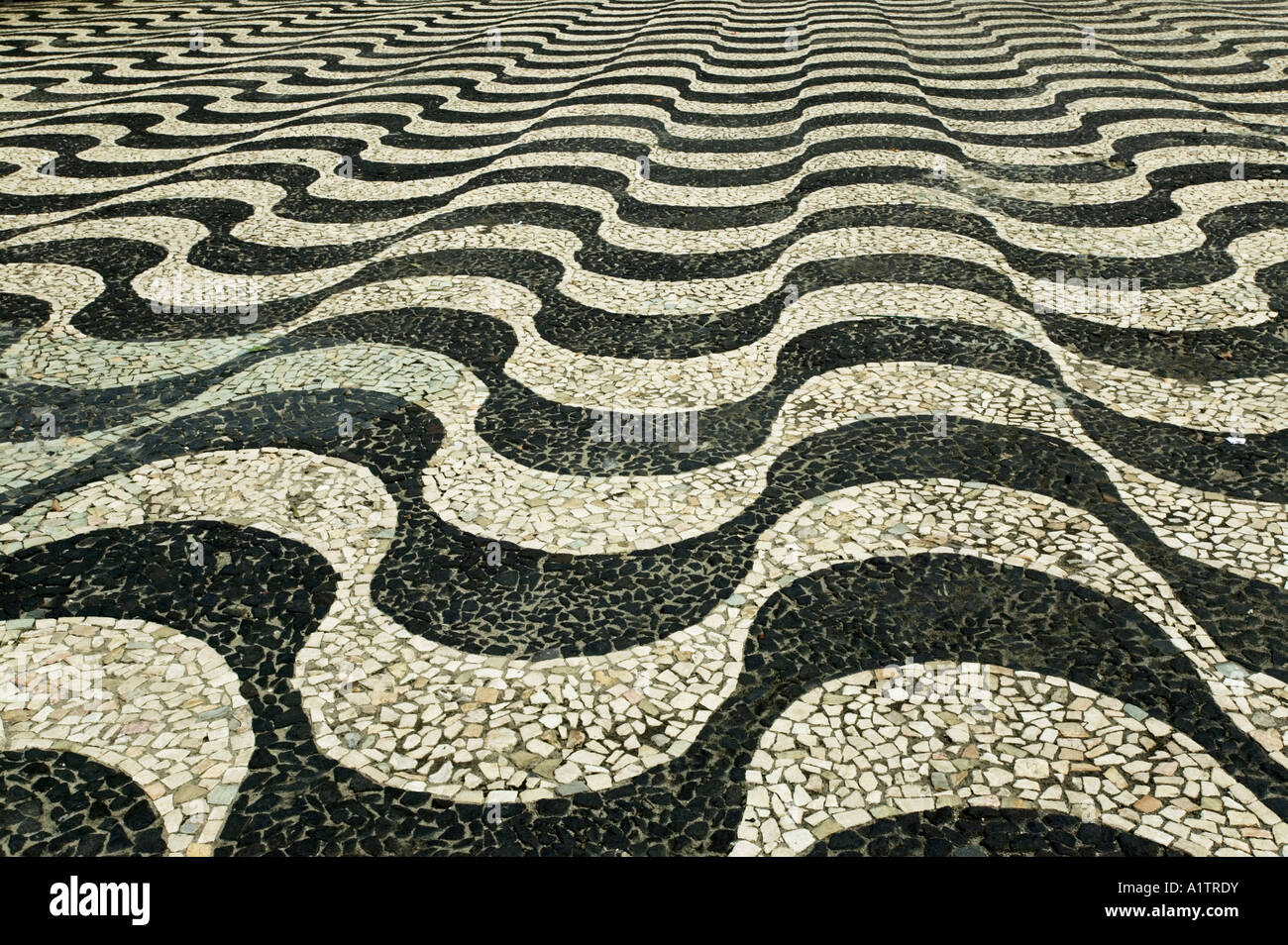A wavy pattern in paving in Praca Sao Sebastiao, Manaus, Brazil Stock ...