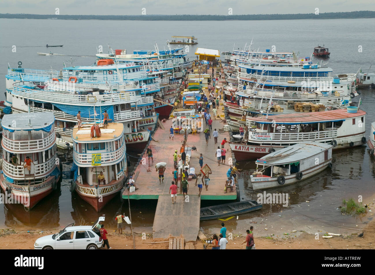 Ferries in the Amazon port at Manaus Amazonas state Brazil Stock Photo ...