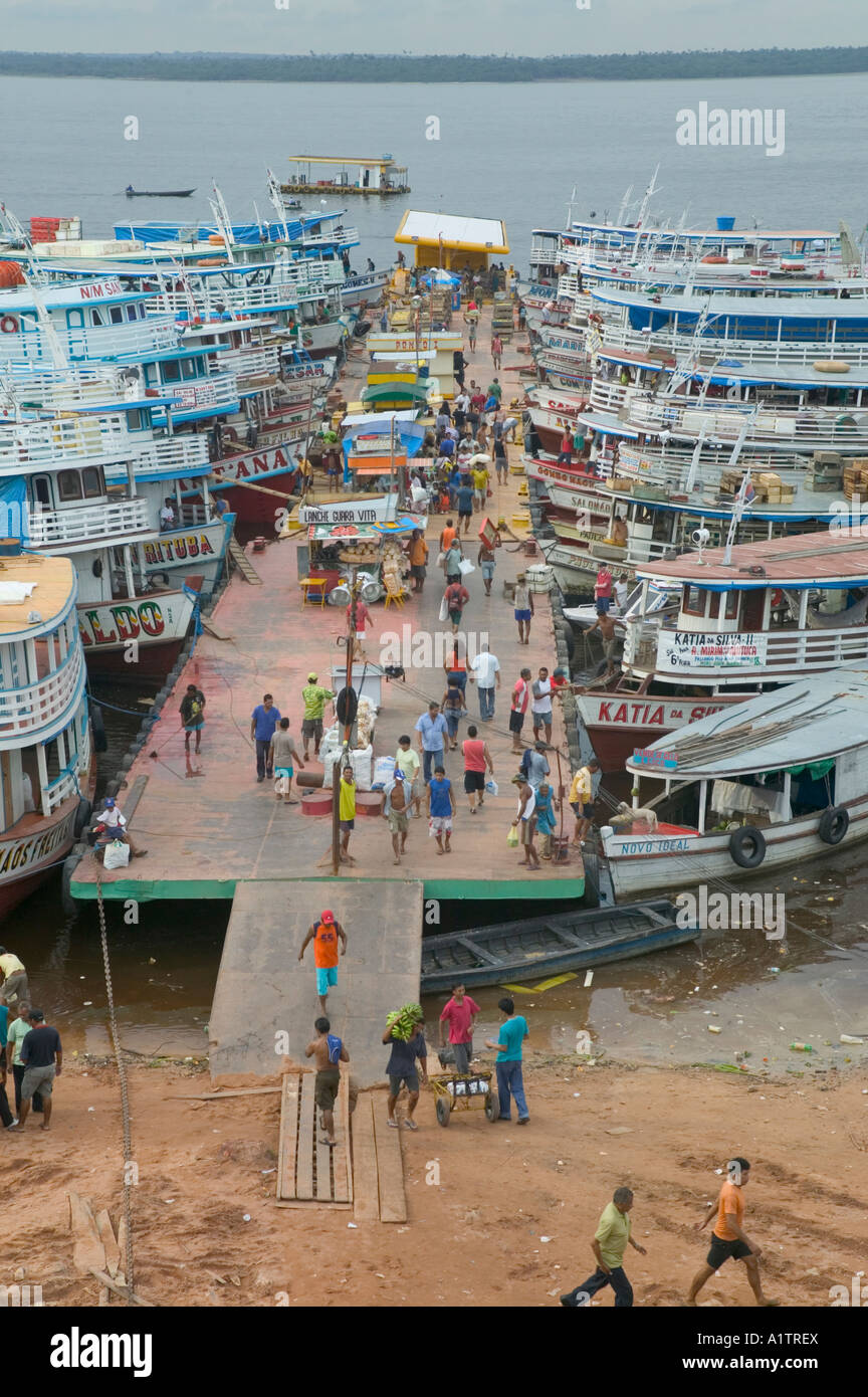 Ferries in the Amazon port at Manaus Amazonas state Brazil Stock Photo ...