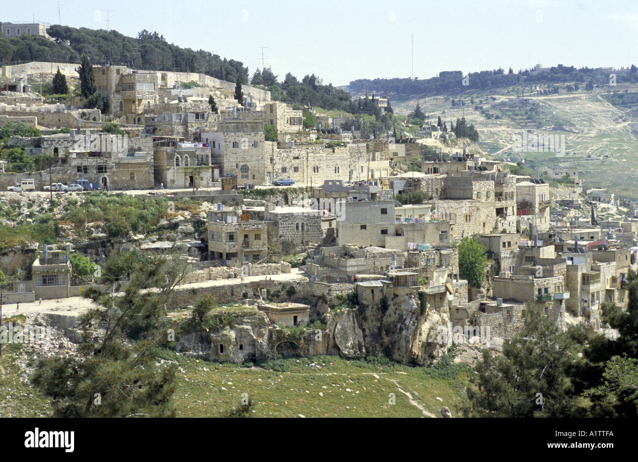 VIEW OF JERUSALEM ISRAEL. Hill side covered with traditional homes Stock Photo - Alamy
