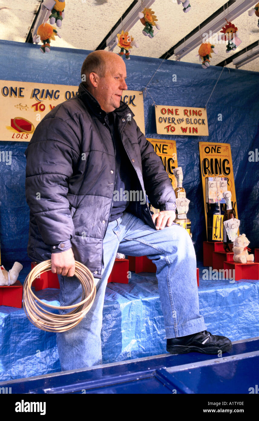 FAIRGROUNDS BANBURY GEORGE KEMP ON HIS STALL WHERE PUNTERS HAVE TO ...