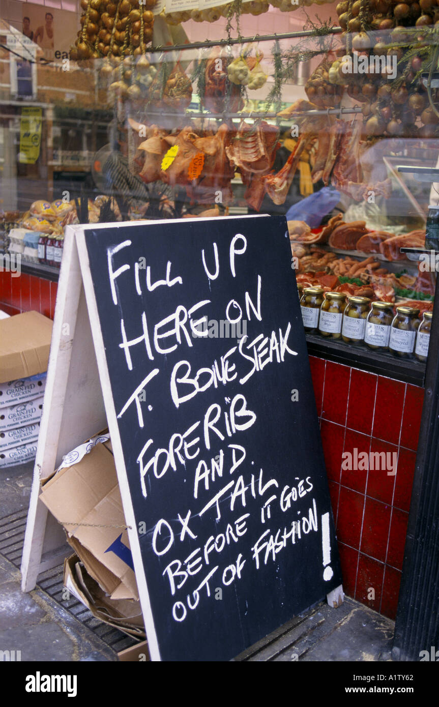 BUTCHER'S SHOP DURING BEEF ON THE BONE BAN BY GOVERNMENT DECEMBER 1997 ...
