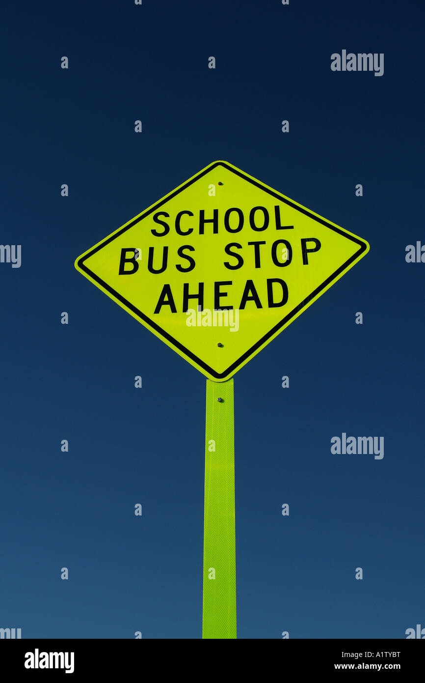 School Bus Stop Ahead Sign