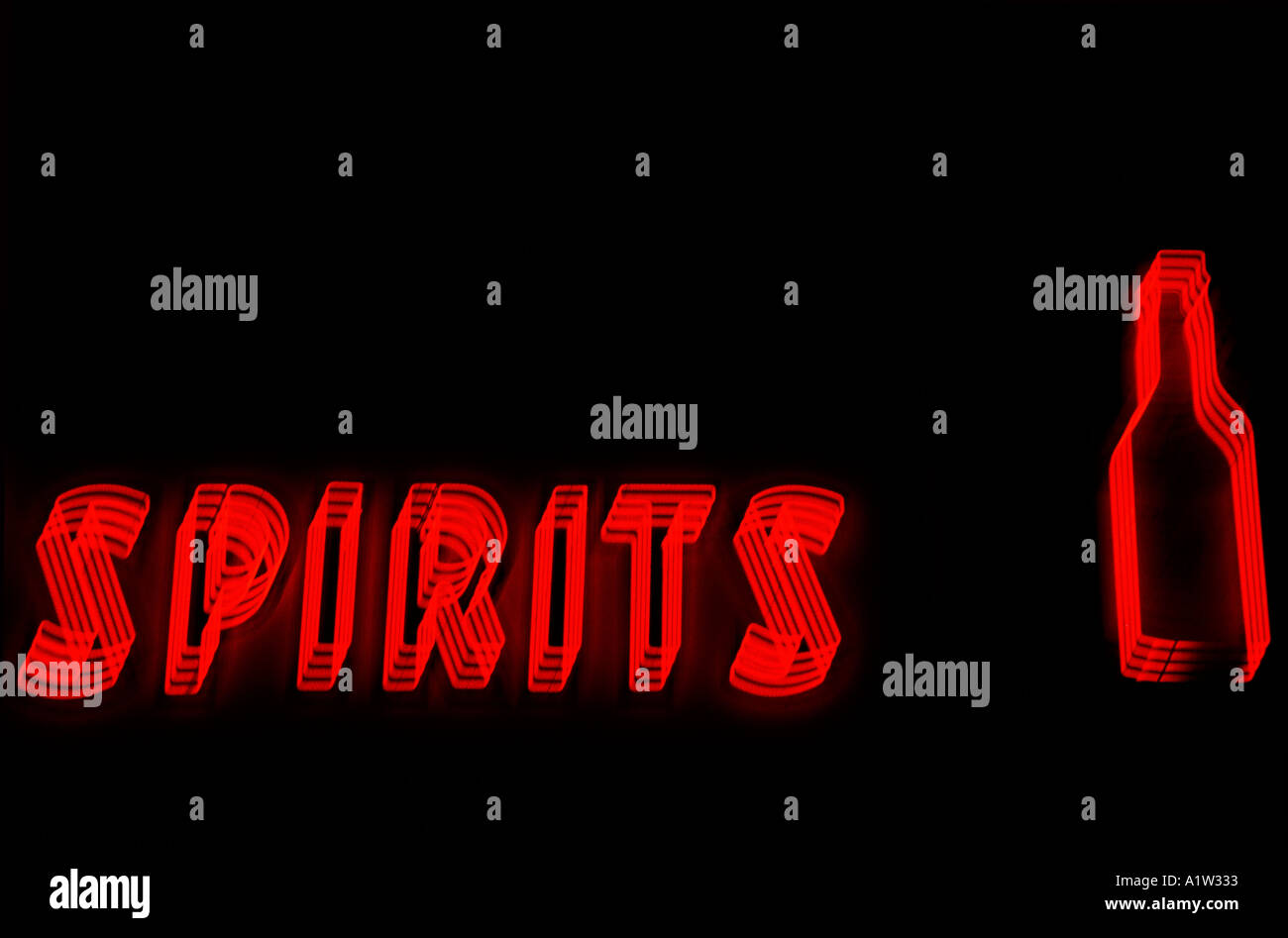 Neon Spirits sign outside a liquor store Stock Photo - Alamy