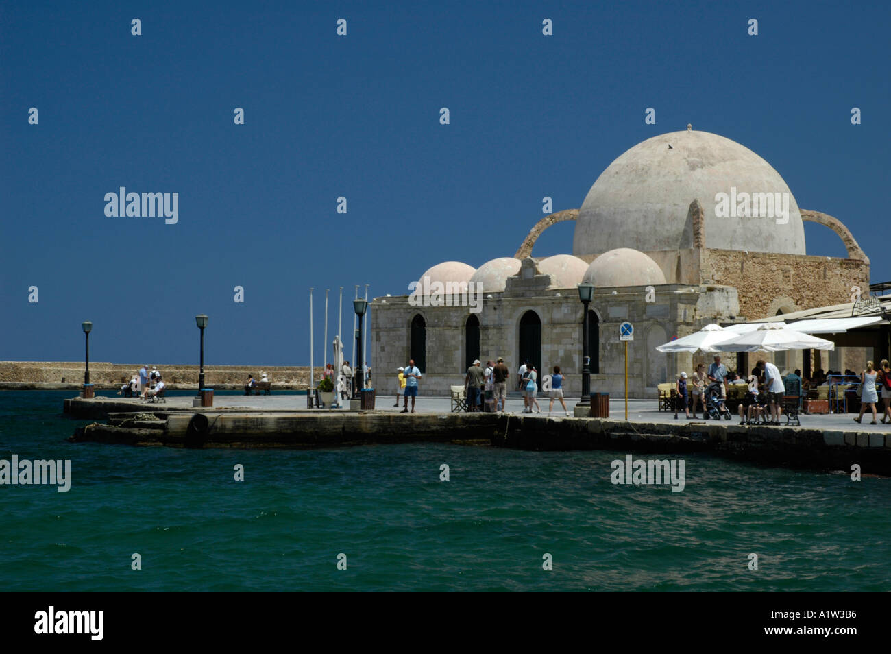 Turkish mosque now an art gallery on the harbourside at Chania Western ...