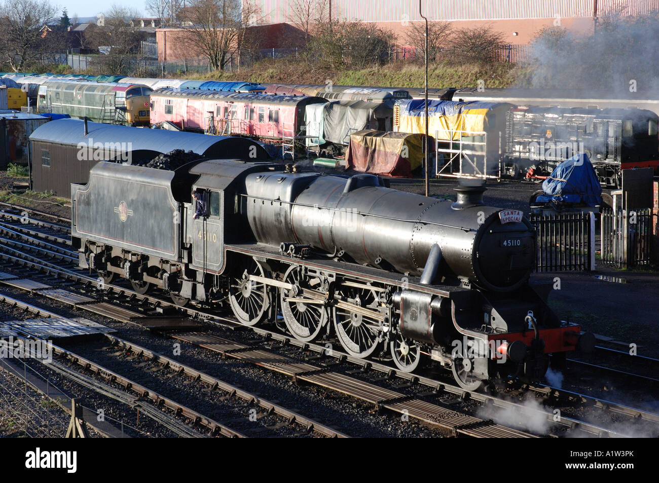LMS Class 5 steam locomotive on Severn Valley Railway at Kidderminster ...