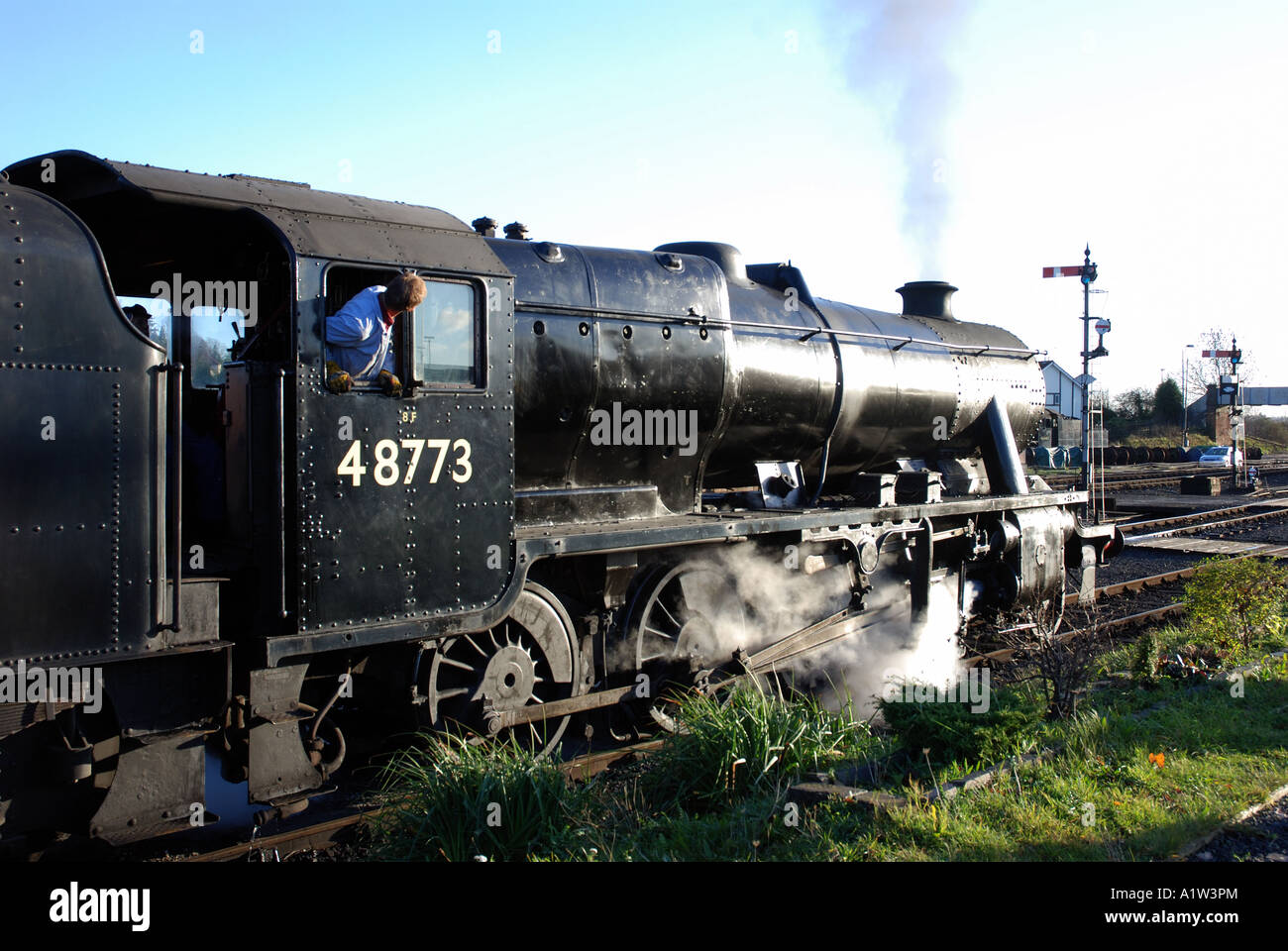 LMS Class 8F steam locomotive on Severn Valley Railway at Kidderminster ...