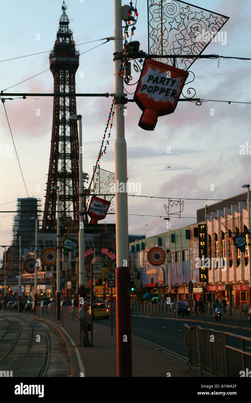 The promenade at Blackpool lancashire england with the tower in the ...