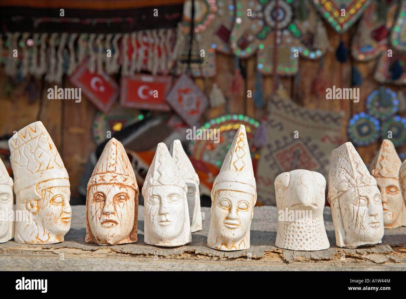 Souvenir statue heads from Mount Nemrut, Anatolia, Turkey Stock Photo ...