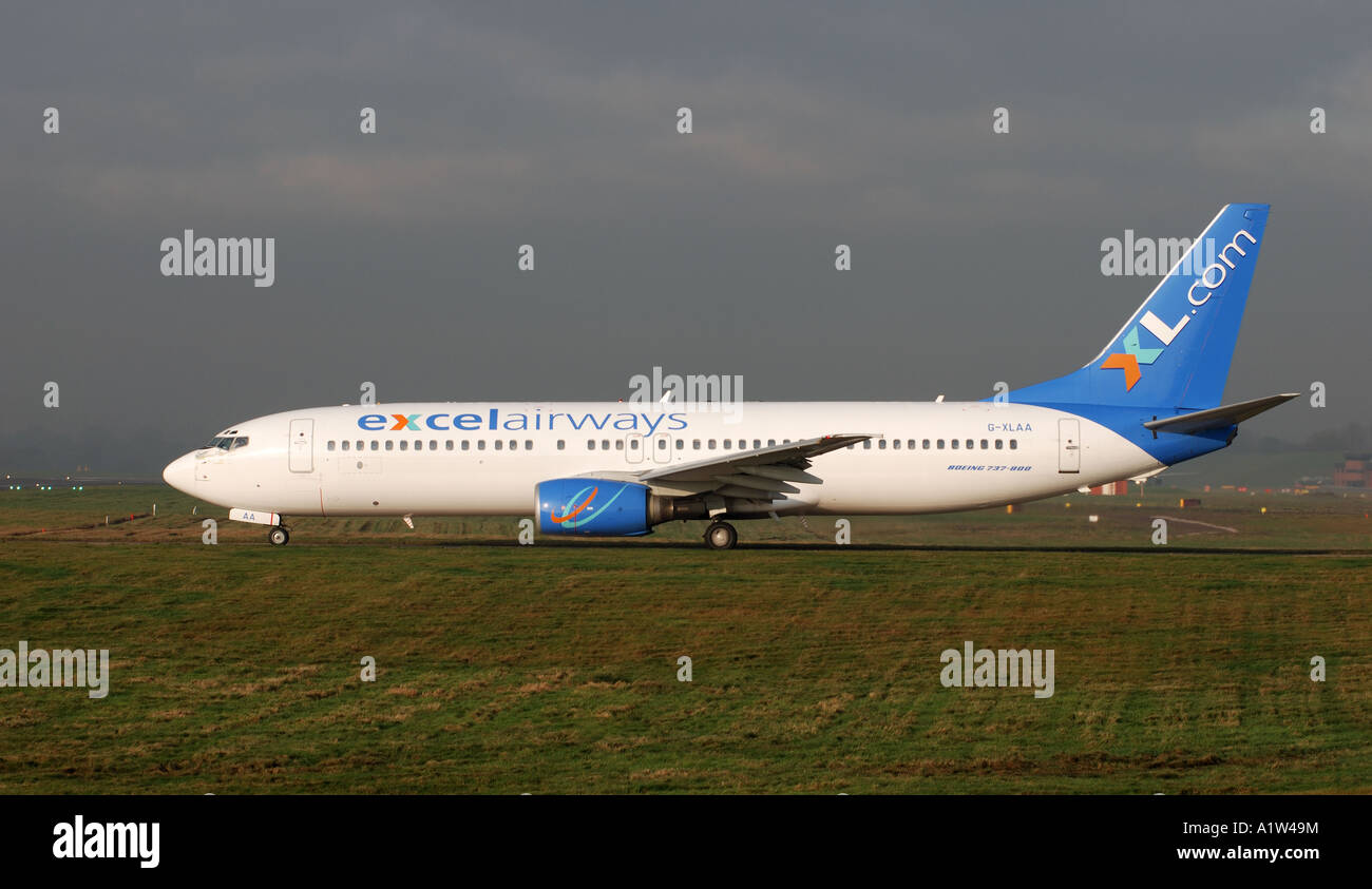 Excel Airways Boeing 737 aircraft taxiing at Birmingham International ...