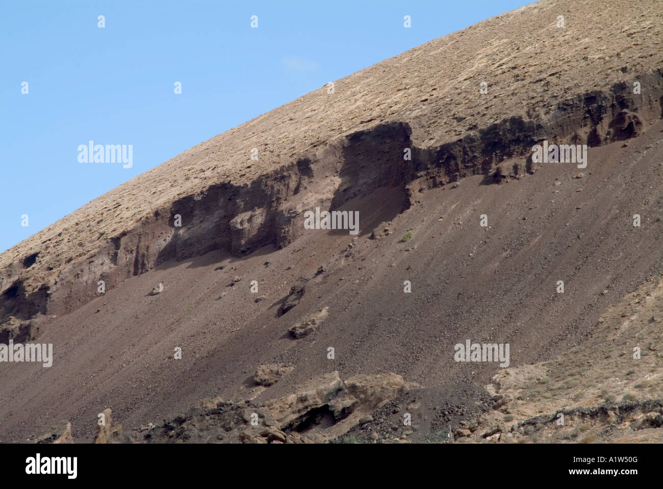 landslide rockfall erosion on volcano mountain side rock fall Stock ...