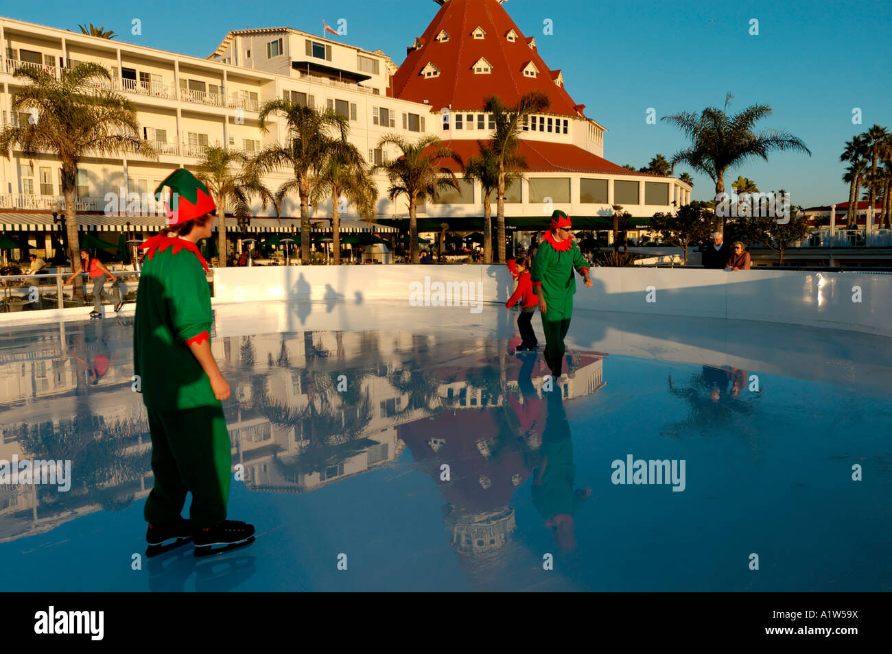 Ice skating rink at the Hotel Del Coronado Coronado California USA ...