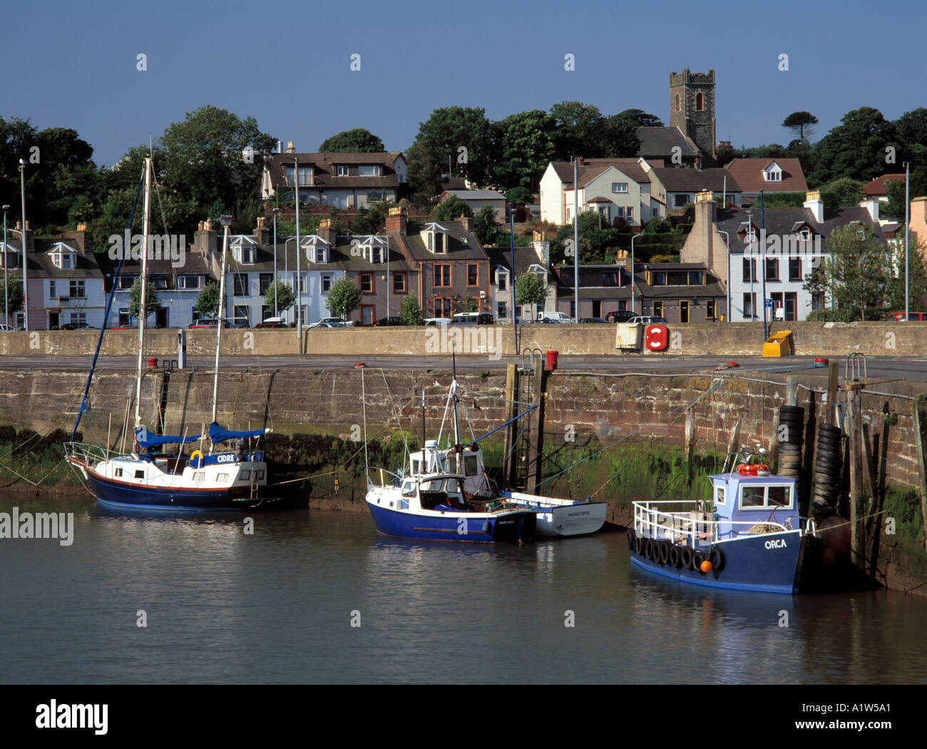 Boats sitting on the peir in Stranraer Harbour Loch Ryan Galloway ...