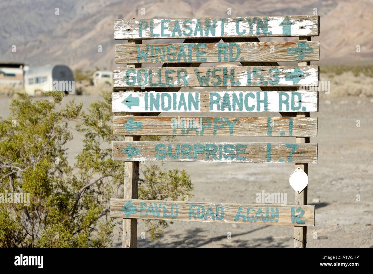 Sign at Ballarat ghost town Death Valley National Park California Stock ...