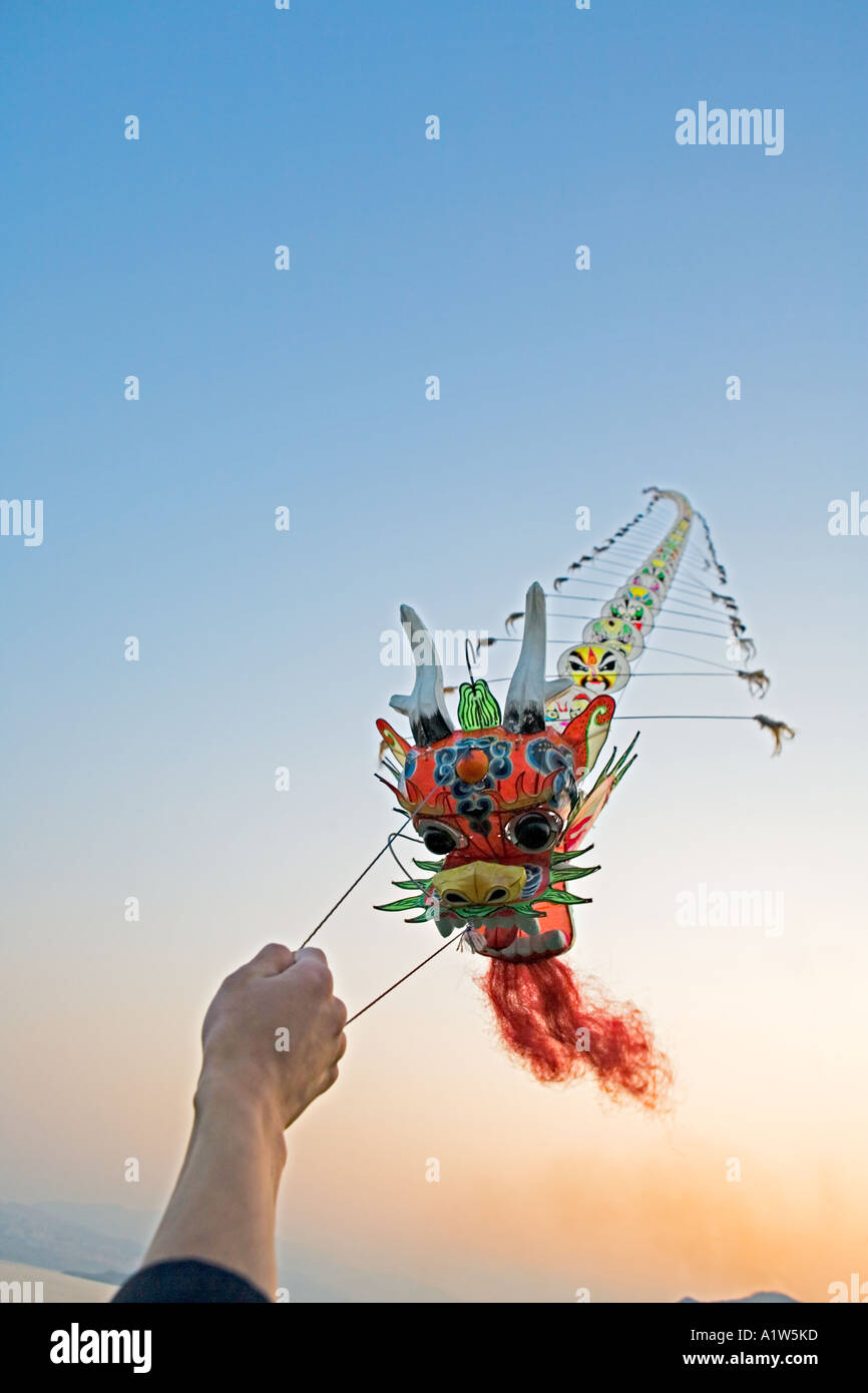 CHINA YANGTZE RIVER Chinese dragon kite flying from Yangtze River ...