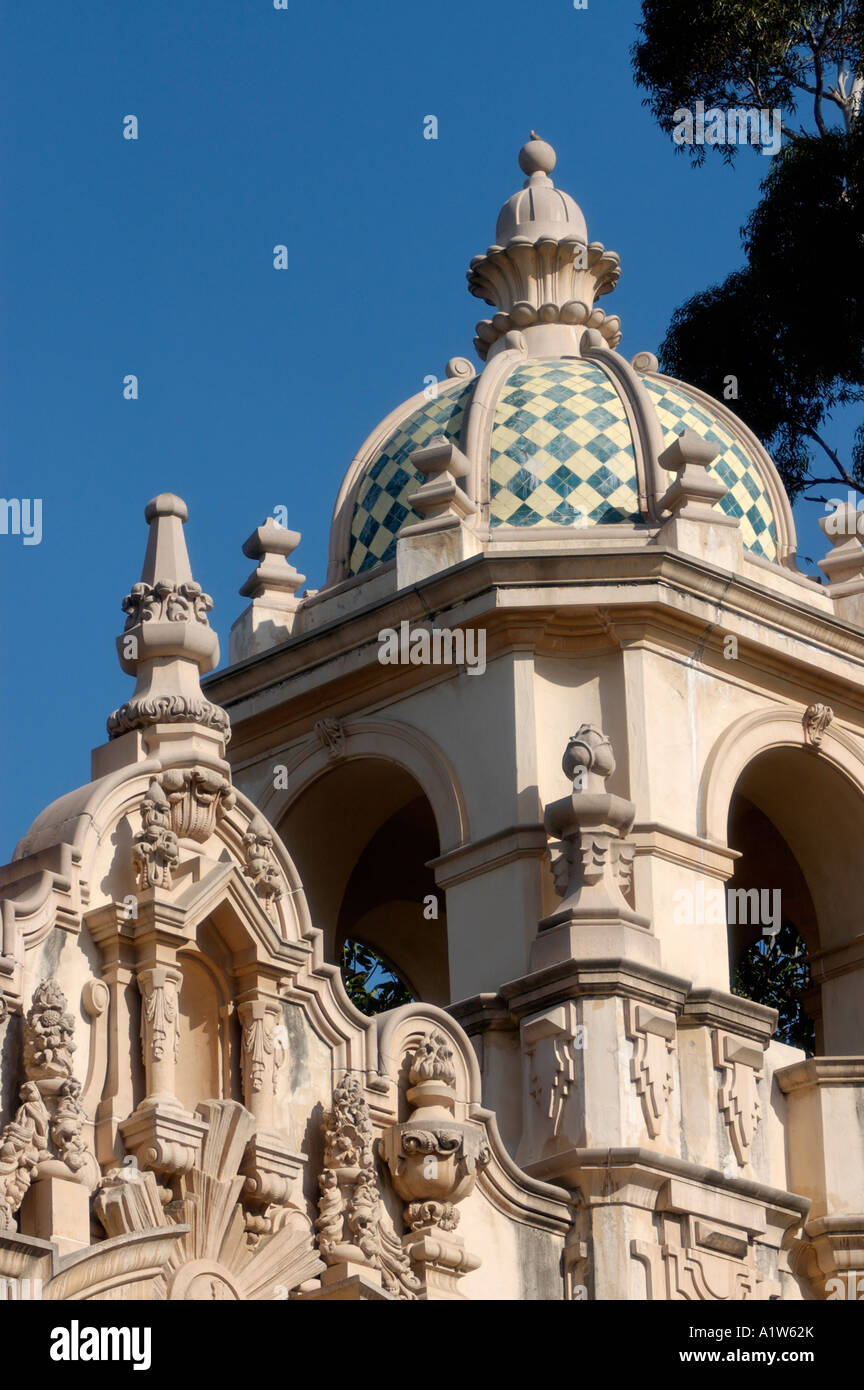Spanish Renaissance style tower with tiled dome on the Casa Del Prado ...