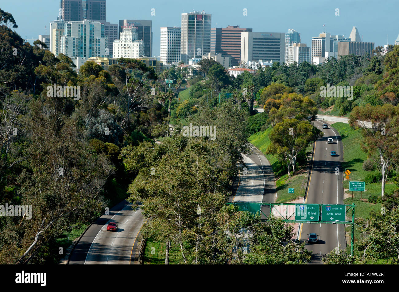 Aerial view Historic Highway 163 looking south toward downtown San ...