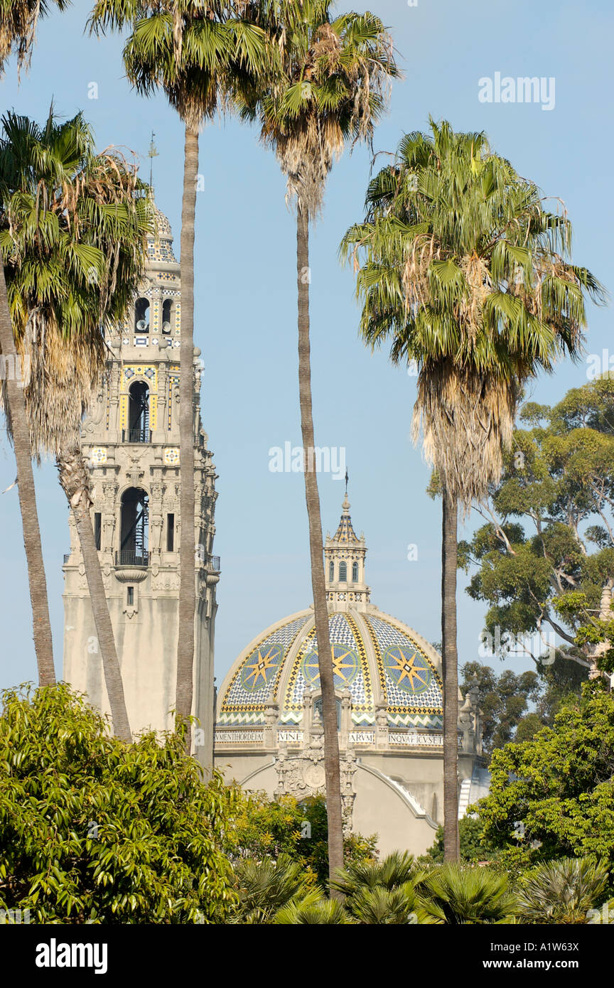 California Building and palm trees Balboa Park San Diego California USA ...