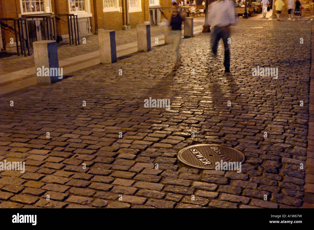 Cobblestone streets at Faneuil Marketplace Boston Massachusetts USA ...
