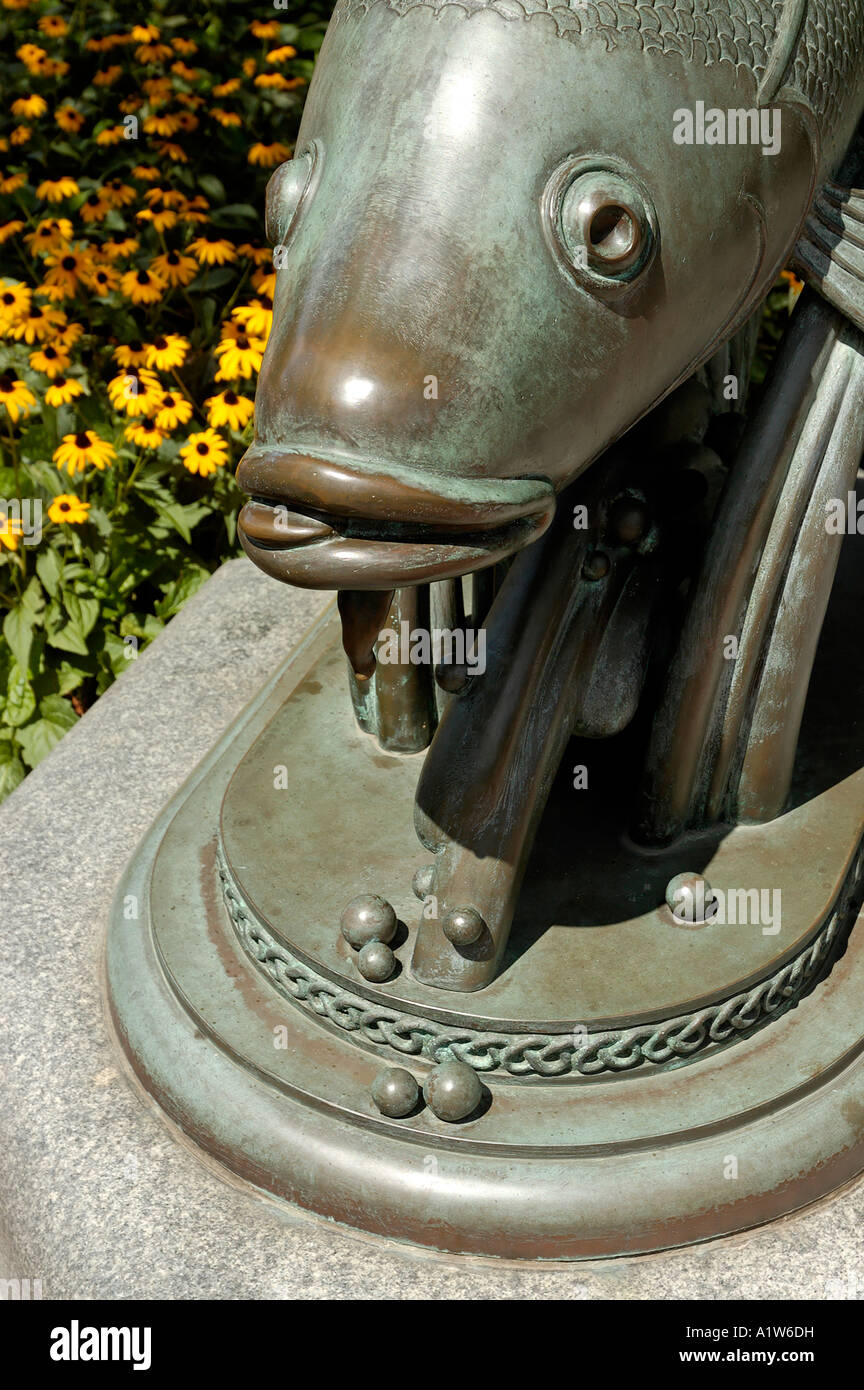 Fish sculpture in Charlestown City Square Park Boston Massachusetts USA ...