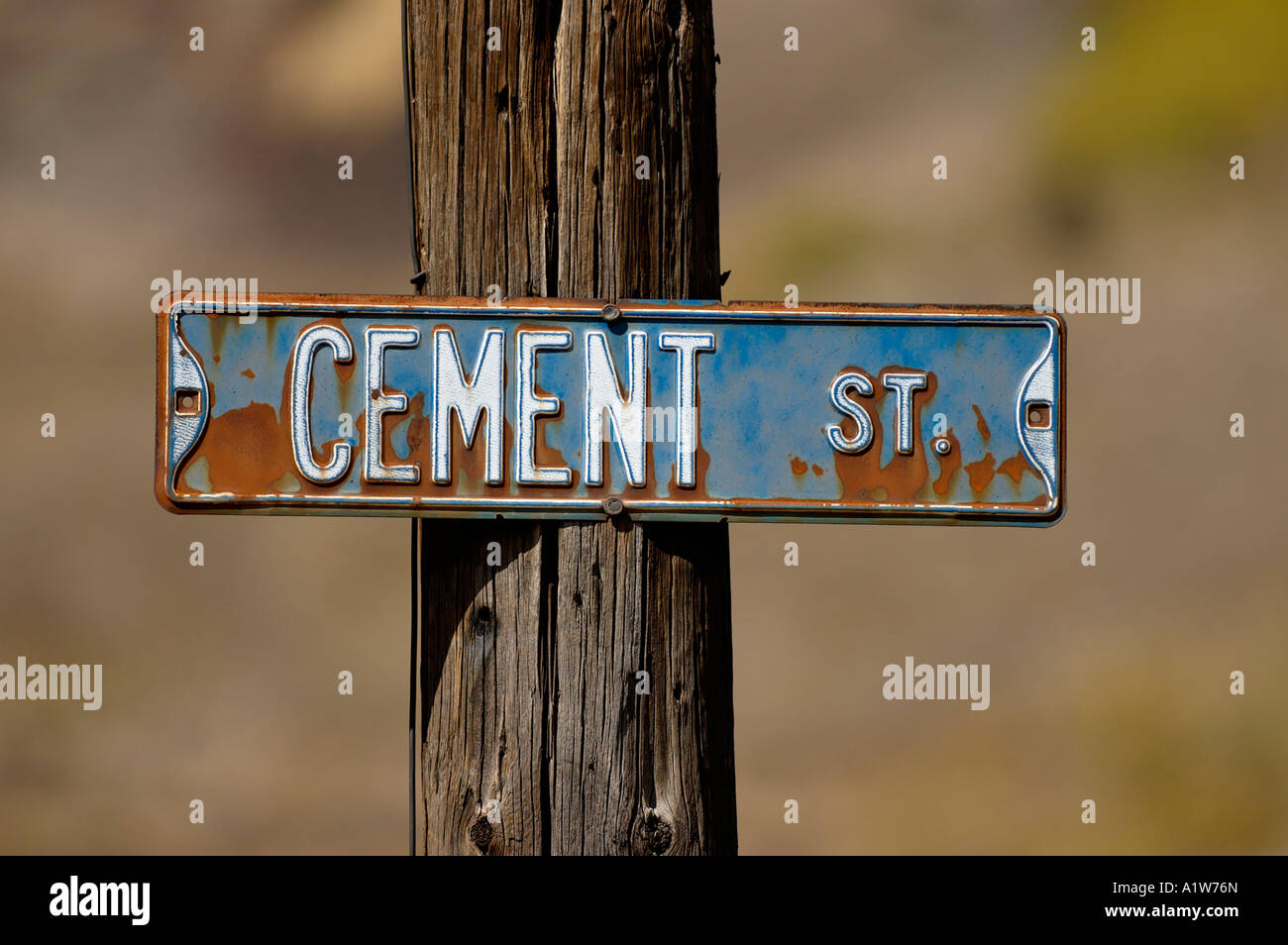 Cement Street sign Silverton Colorado USA Stock Photo - Alamy