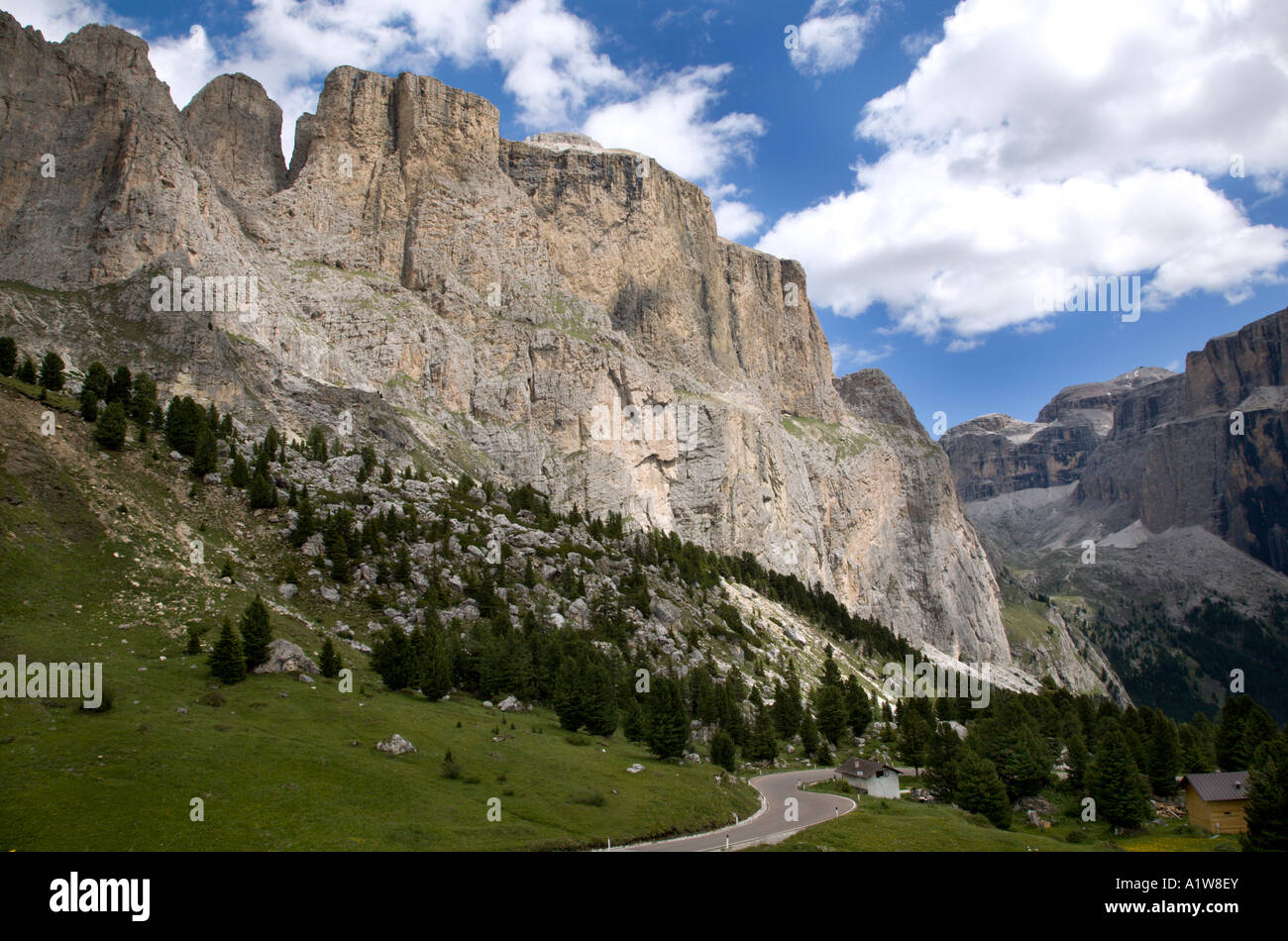 Sella peaks from the Sella Pass, Dolomites, Italy Stock Photo - Alamy