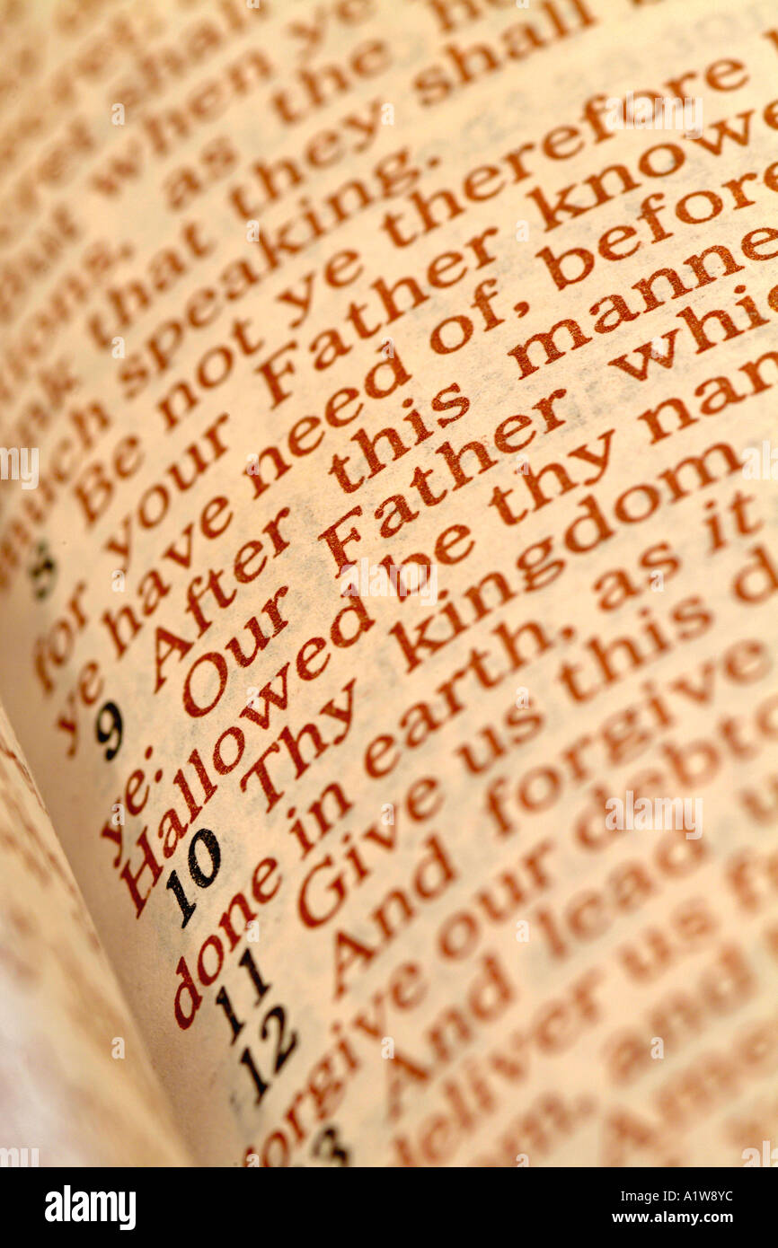 The Lord's Prayer in the Bible Stock Photo - Alamy