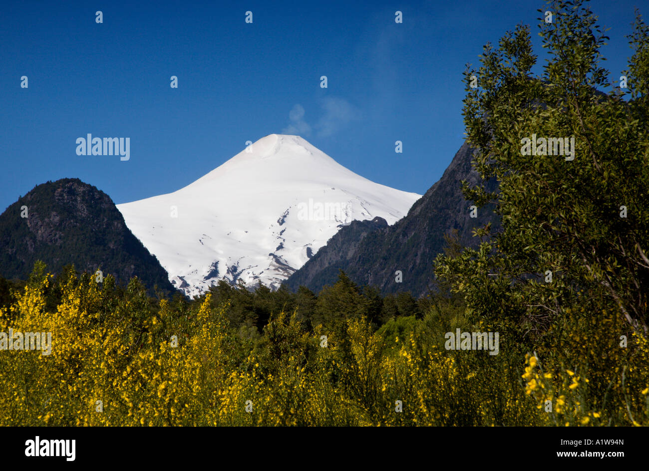 Active Volcano Villarrica near Pucon, Lakes District, Chile Stock Photo ...