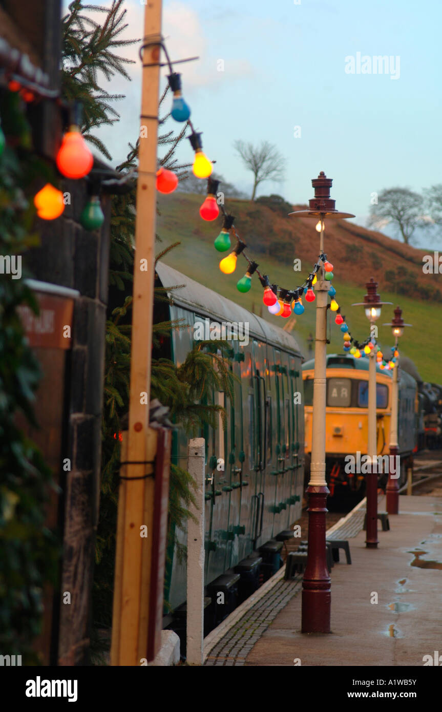 Christmas Lights Hanging Along A Railway Platform (Churnet Valley ...