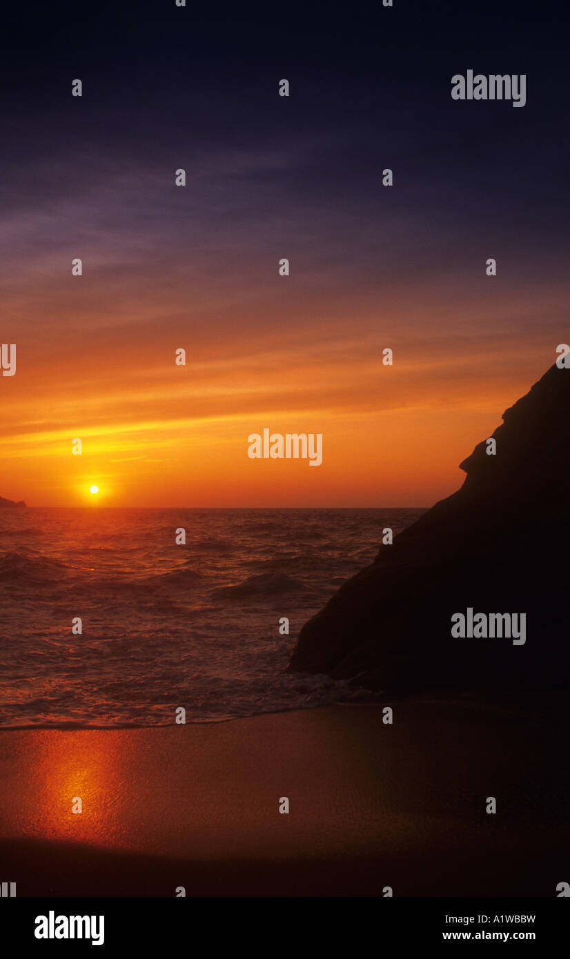 Cornish Coast Sunset (Newquay Stock Photo - Alamy