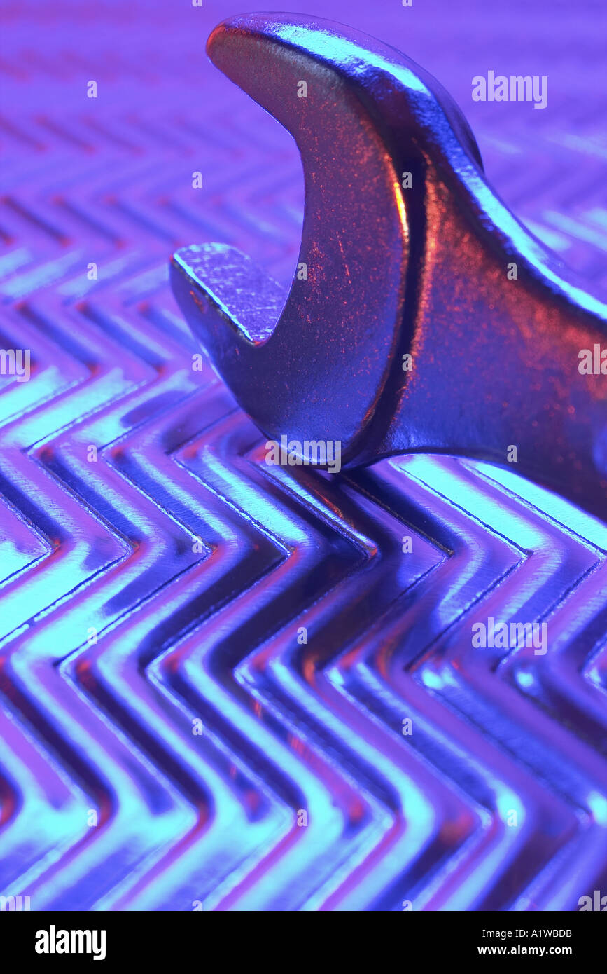 Macro spanner on a metal plate Stock Photo - Alamy