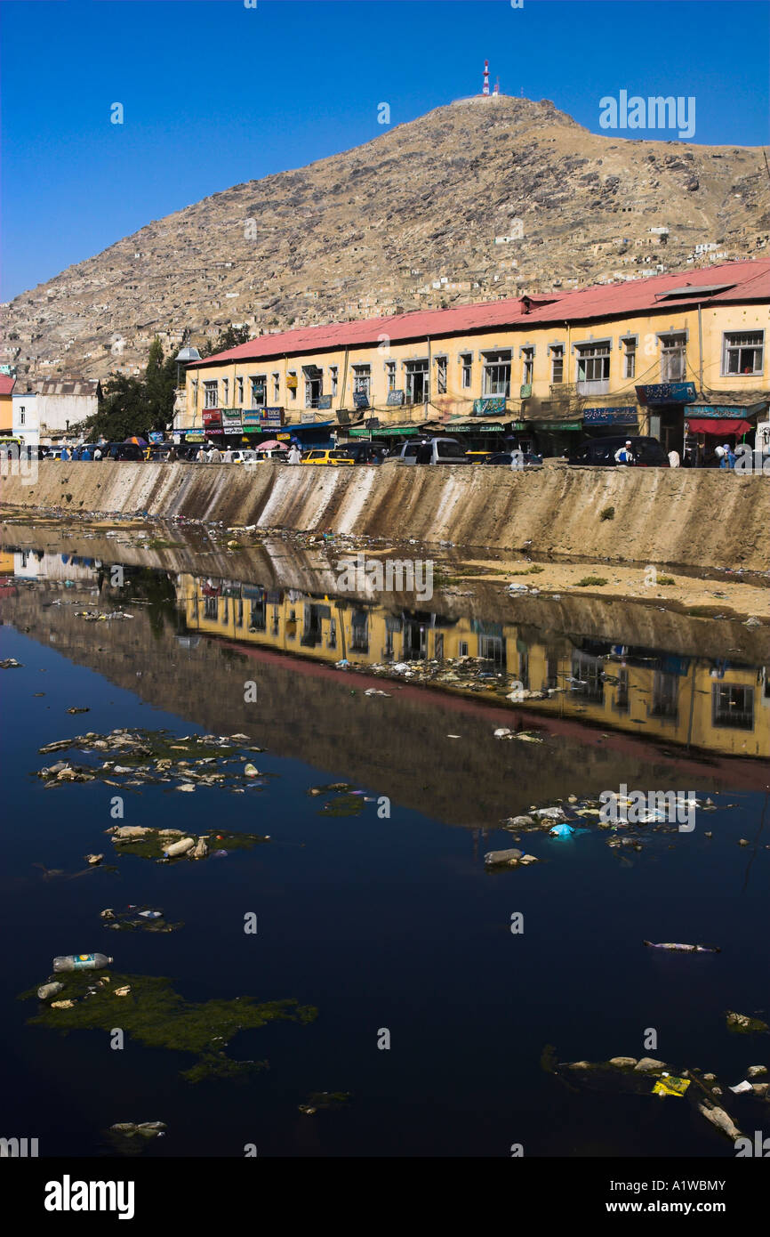 AFGHANISTAN Central Kabul Buildings on the banks of the Kabul river ...