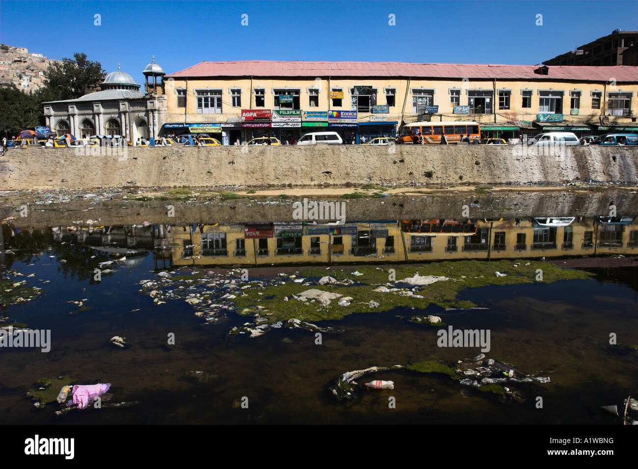 AFGHANISTAN Central Kabul Buildings on the banks of the Kabul river ...