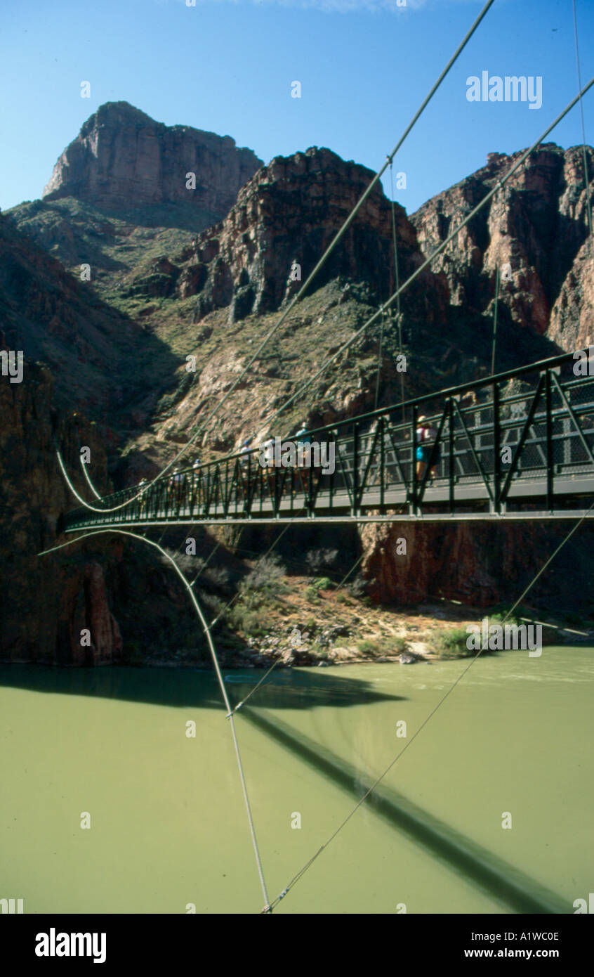 bridge across colorado river at phantom ranch in grand canyon Stock ...