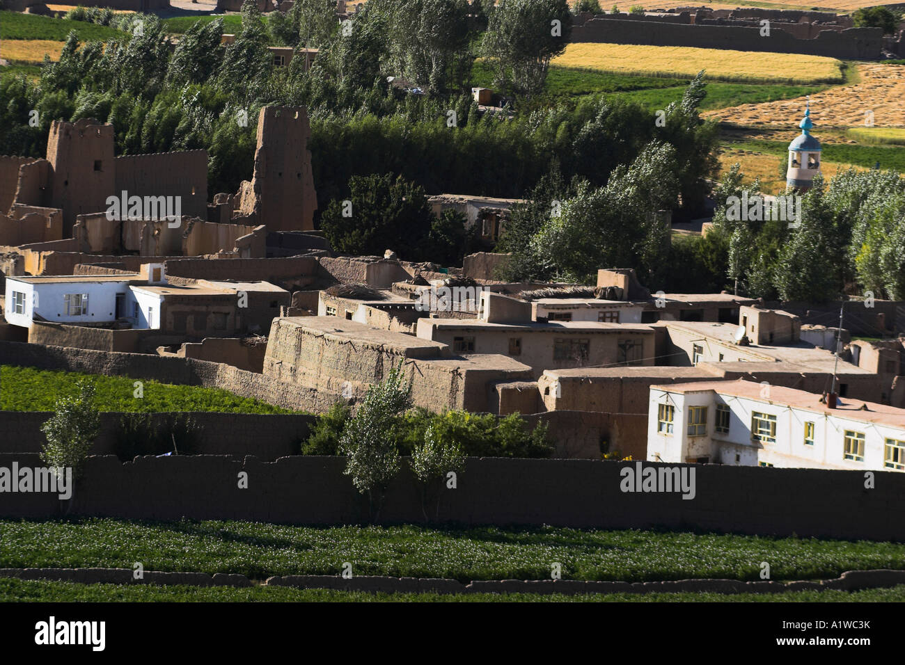 AFGHANISTAN Bamiyan Province Bamiyan Village at base of cliffs near ...