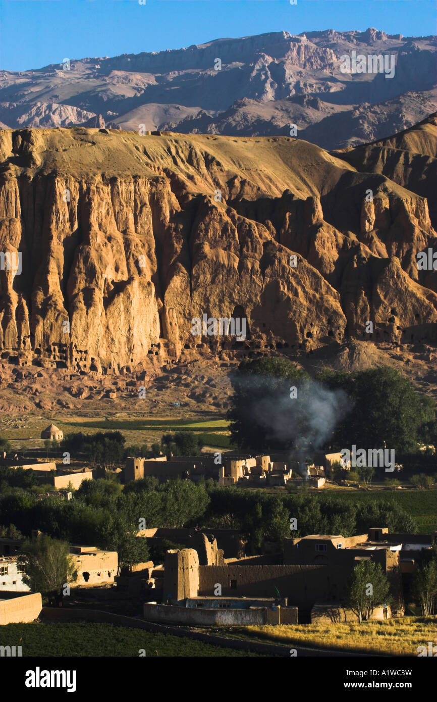 AFGHANISTAN Bamiyan Province Bamiyan Village at base of cliffs near ...
