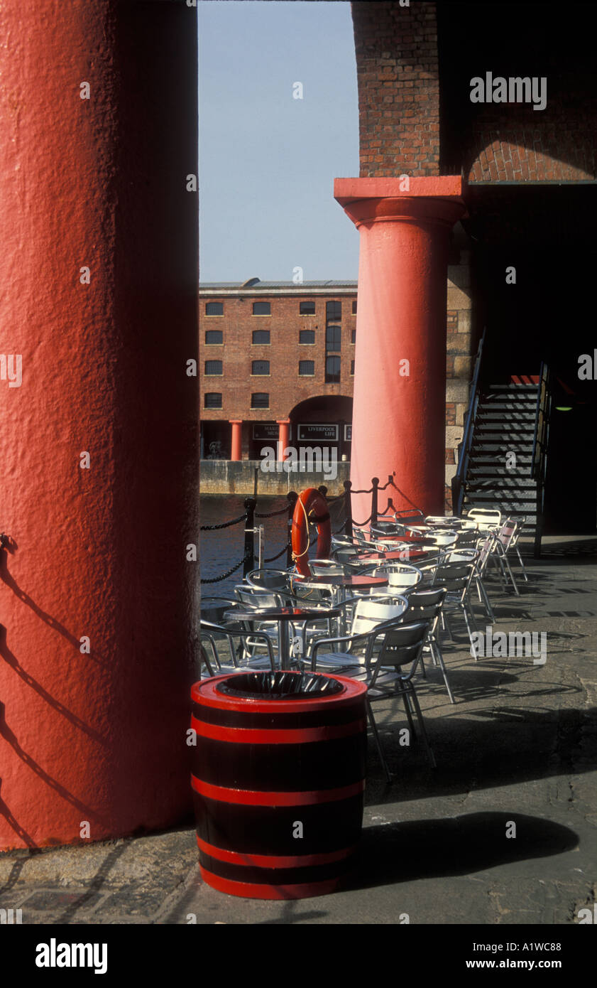 Red columns Albert dock Liverpool Merseyside England UK GB EU Europe ...