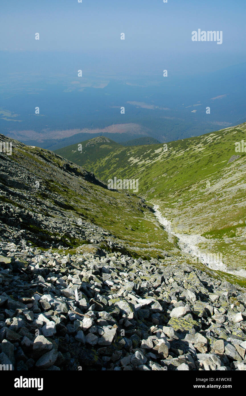 The valley as seen from Krivan, High Tatra Mountains, Slovakia, Europe ...
