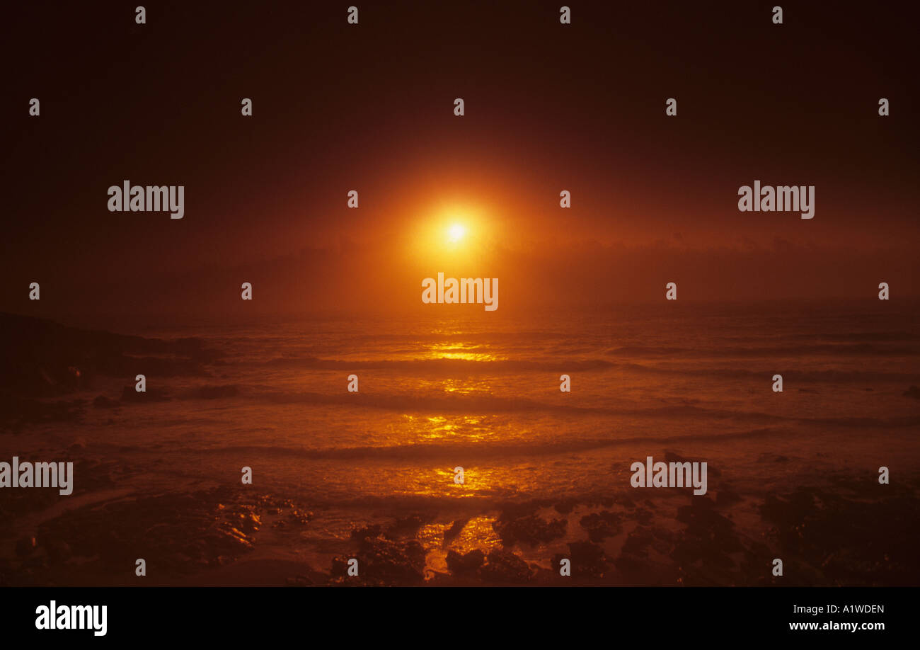 Coastal Sunset In Cornwall England Stock Photo - Alamy