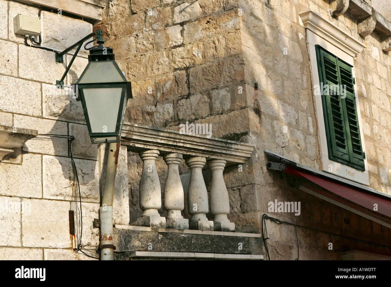 Cavtat Croatia old medieval town Lantern + balustrade Stock Photo - Alamy