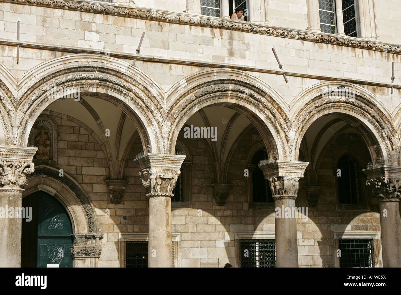 Arches of Gothic Renaissance, Rector's Palace, Dubrovnik, Croatia Stock ...