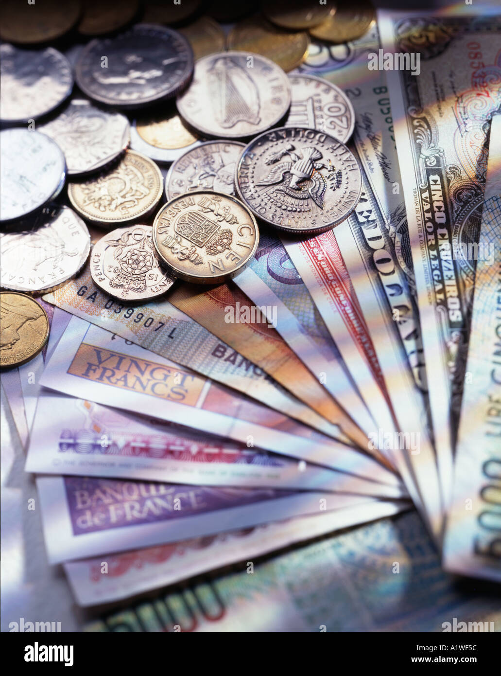 Various pieces of Currency, from different countries Stock Photo - Alamy