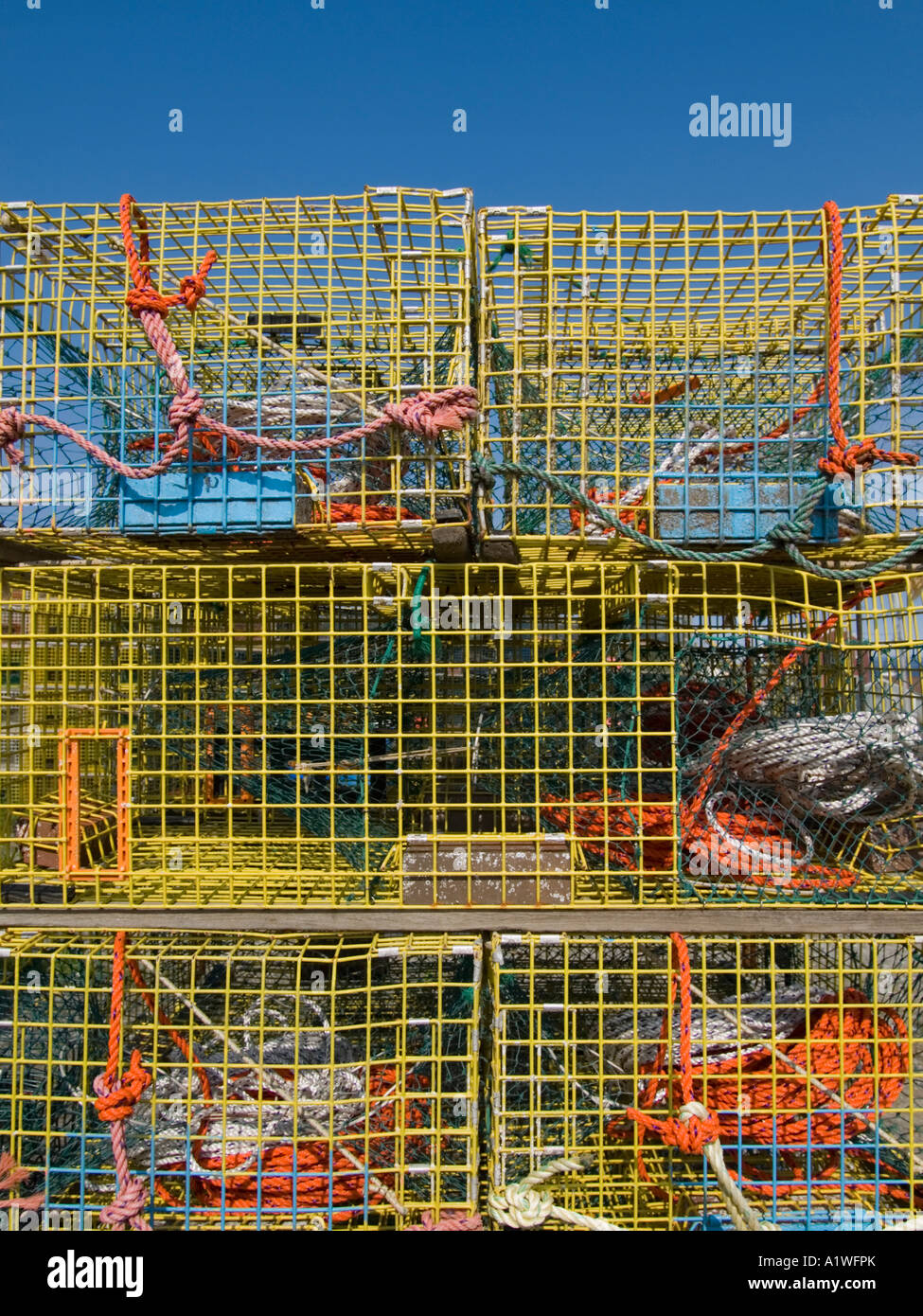 Yellow lobster cages hi-res stock photography and images - Alamy