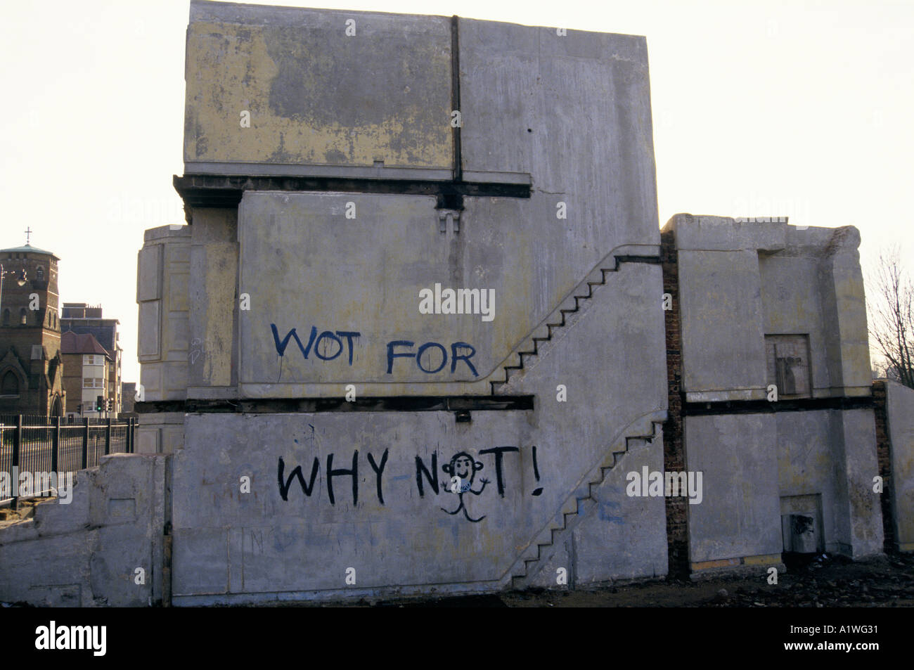 GRAFFITI PROCLAIMING WOT FOR WHY NOT PAINTED ON RACHEL WHITEREAD S ...