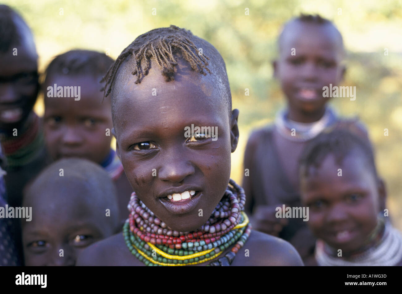 GROUP OF SMILING TURKANA CHILDREN . LOKICHOKIO, KENYA 1997 Stock Photo ...