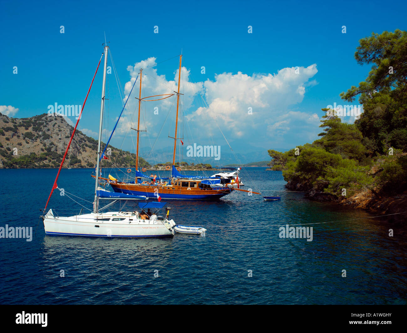 Cleopatras Island in Fethiye Bay, Western Meditteranean, Turkey Stock ...