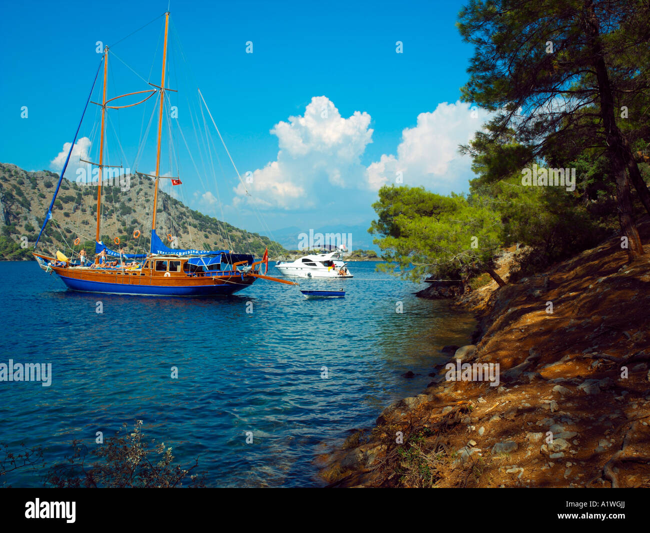 Cleopatras Island in Fethiye Bay, Western Meditteranean, Turkey Stock ...