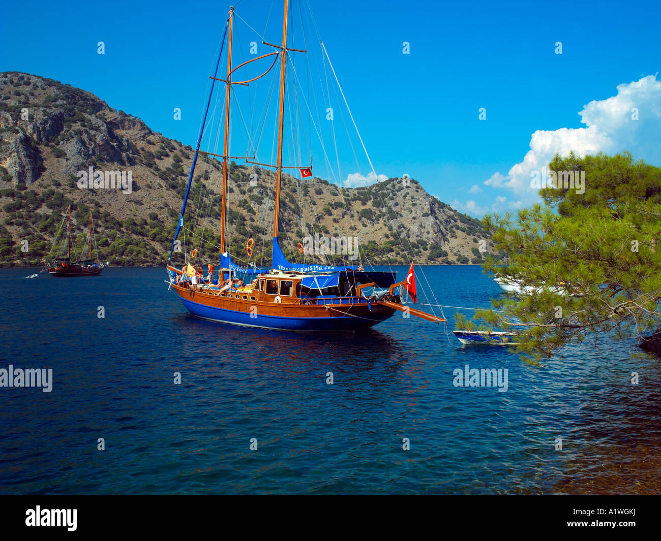 Cleopatras Island in Fethiye Bay, Western Meditteranean, Turkey Stock ...
