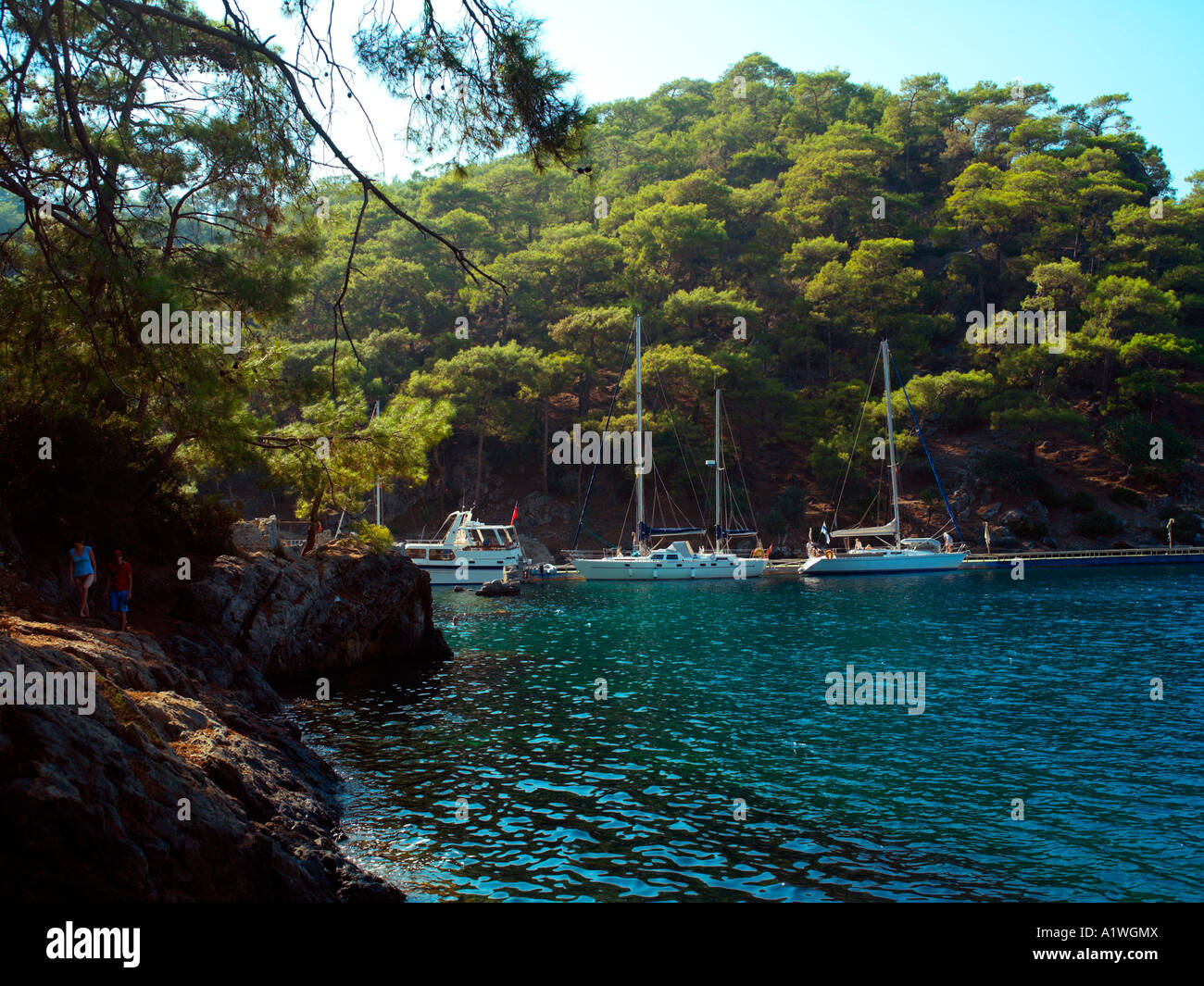 Cleopatras Island in Fethiye Bay, Western Meditteranean, Turkey Stock ...