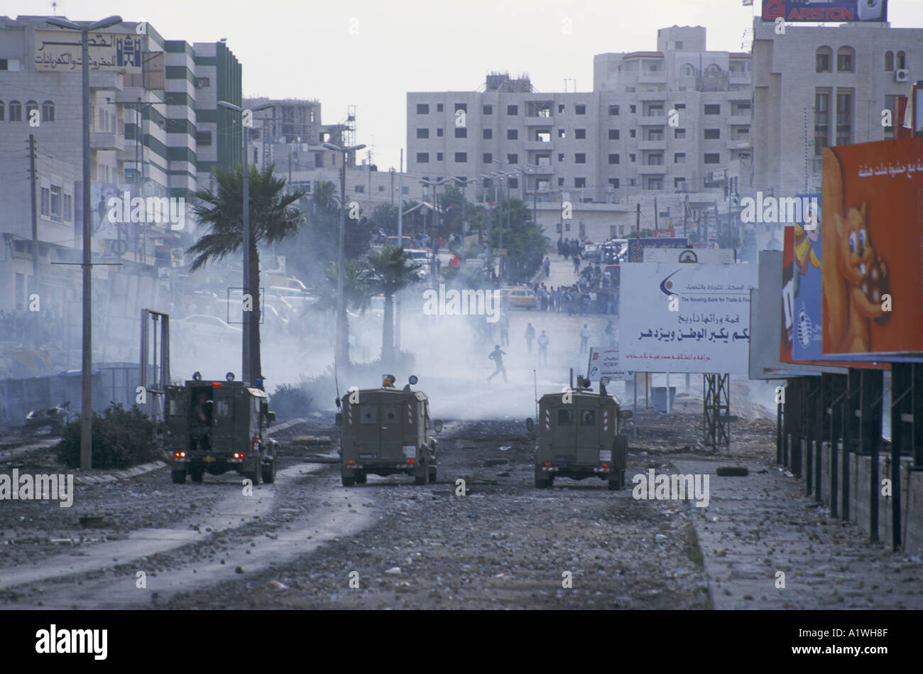 CONFRONTATION BETWEEN ARAB STONE THROWERS AND ARMED ISRAELI DEFENCE ...